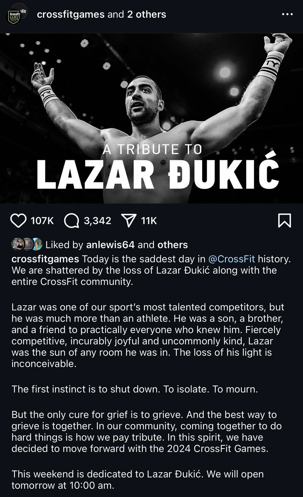 CrossFit Games Will Continue After Lazar Dukic's Death